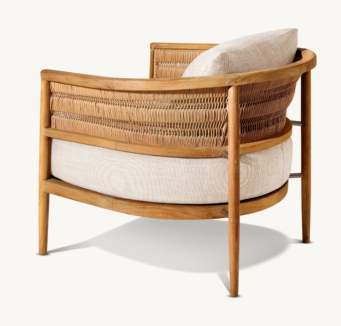 NUSA Modern Design Fields Cane Chair Teak Rattan Lounge
