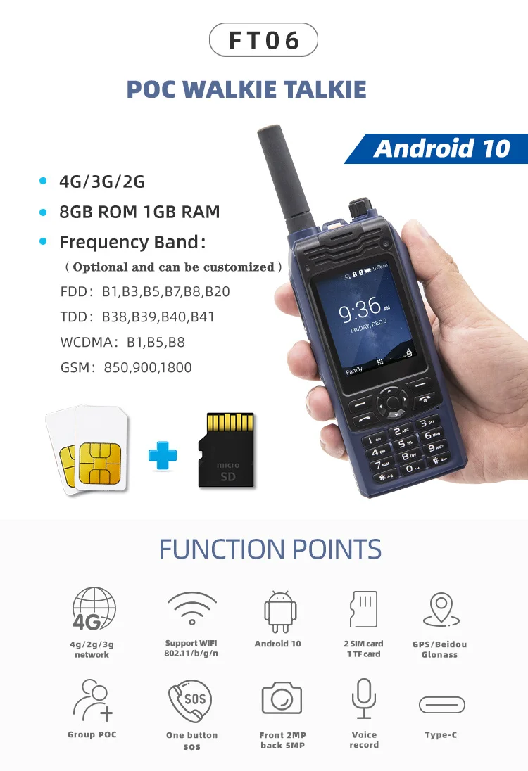 Android 10 Poc Zello Long Range Dual Sim Card Walkie Talkie Mobile ...