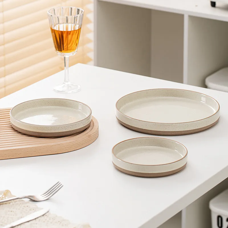 Modern Luxury Restaurant Wedding Dinnerware Plate Beige Round Steak ...
