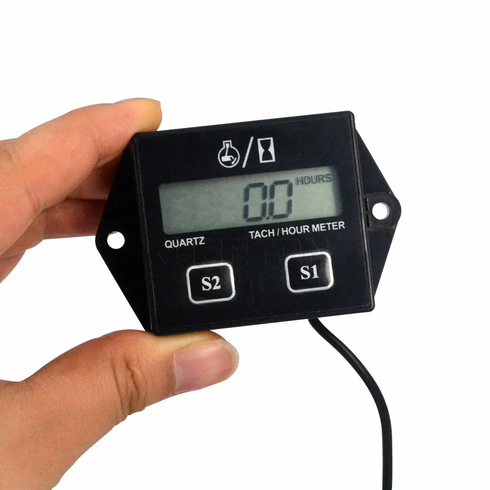 Digital Engine Tach Hour Meter Tachometer Gauge Engine Rpm Lcd Display ...