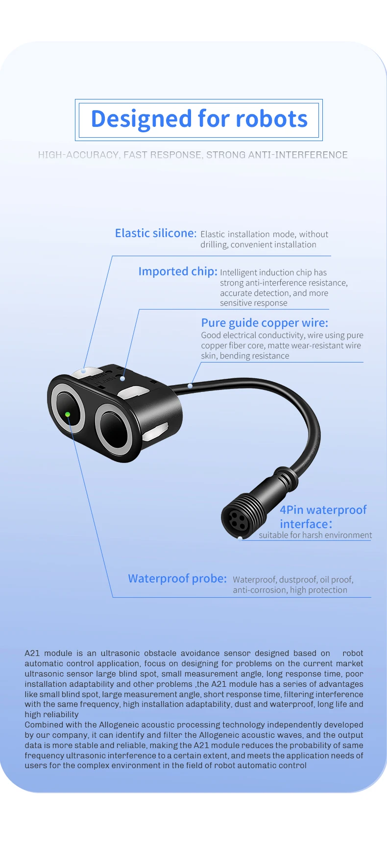 DYP A21 Ultrasonic Sensor - Precision for Robotics & Parking