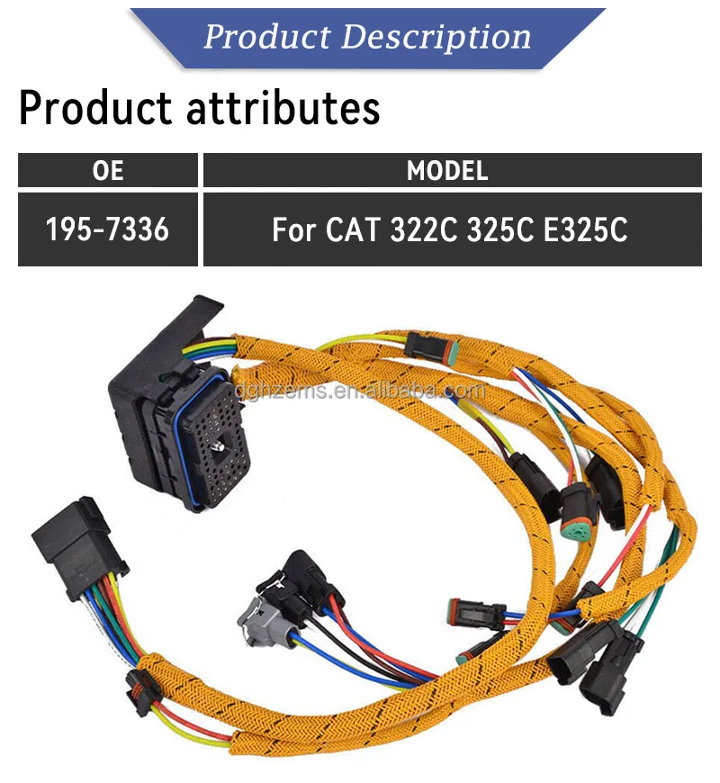 195-7336 1957336 CAT 322C 325C 3126B Excavator C7 Engine Wiring Harness ...