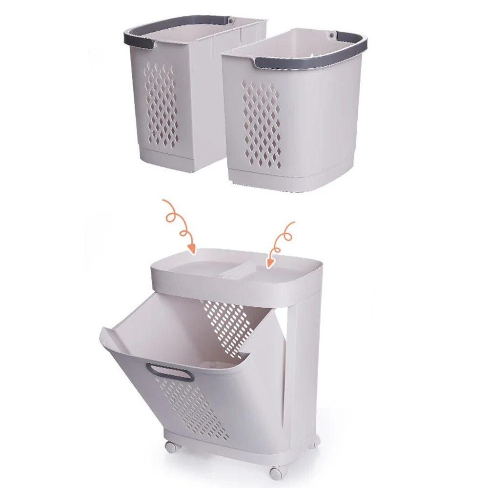 Detachable Dirty Clothes Organizer Large Capacity 2 Tiers Laundry ...