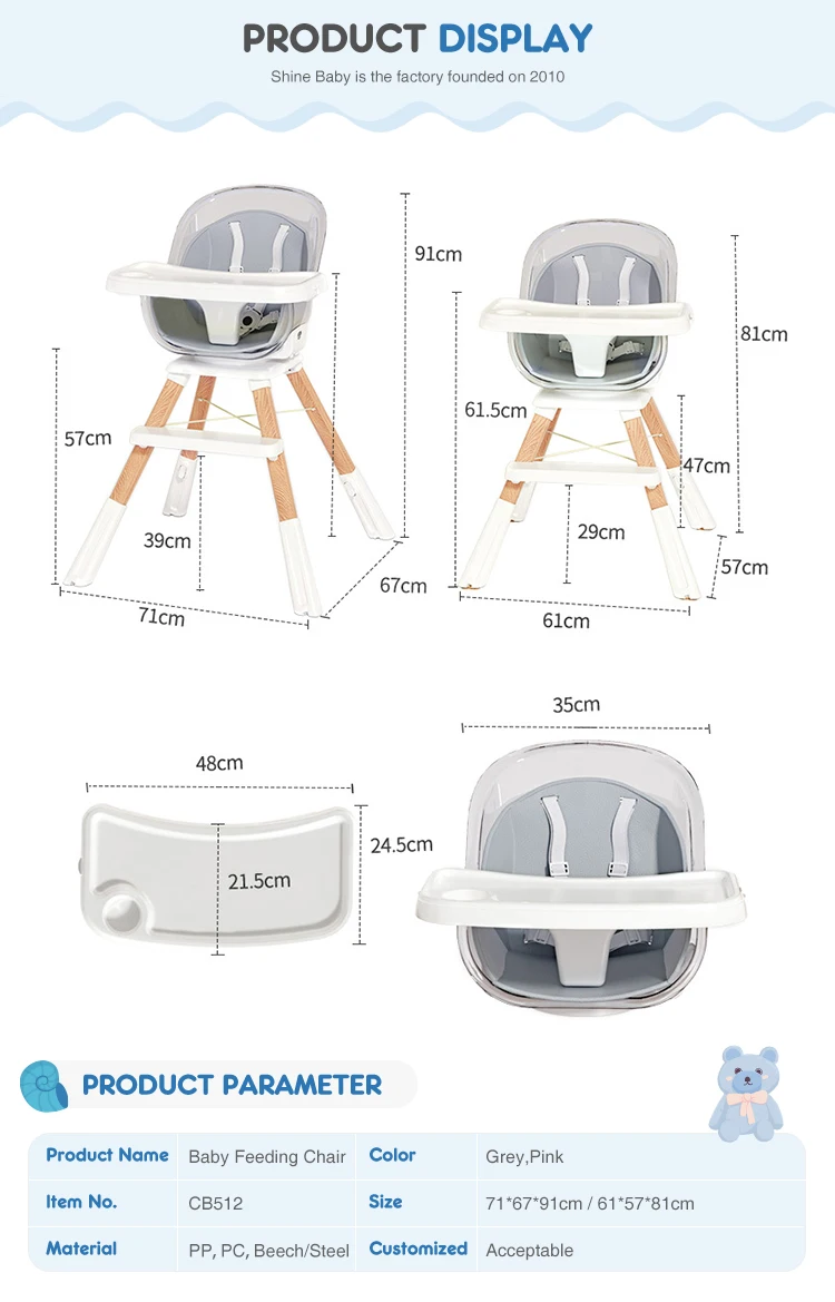 Modern Adjustable Kids High Chair Wooden Feeding Food Chair For Baby ...
