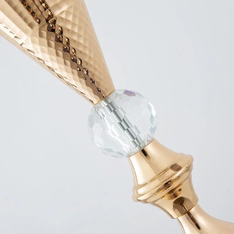 Metal Wrought Iron Flower Stand Rack Shinny Gold Plated Trumpet Flower ...