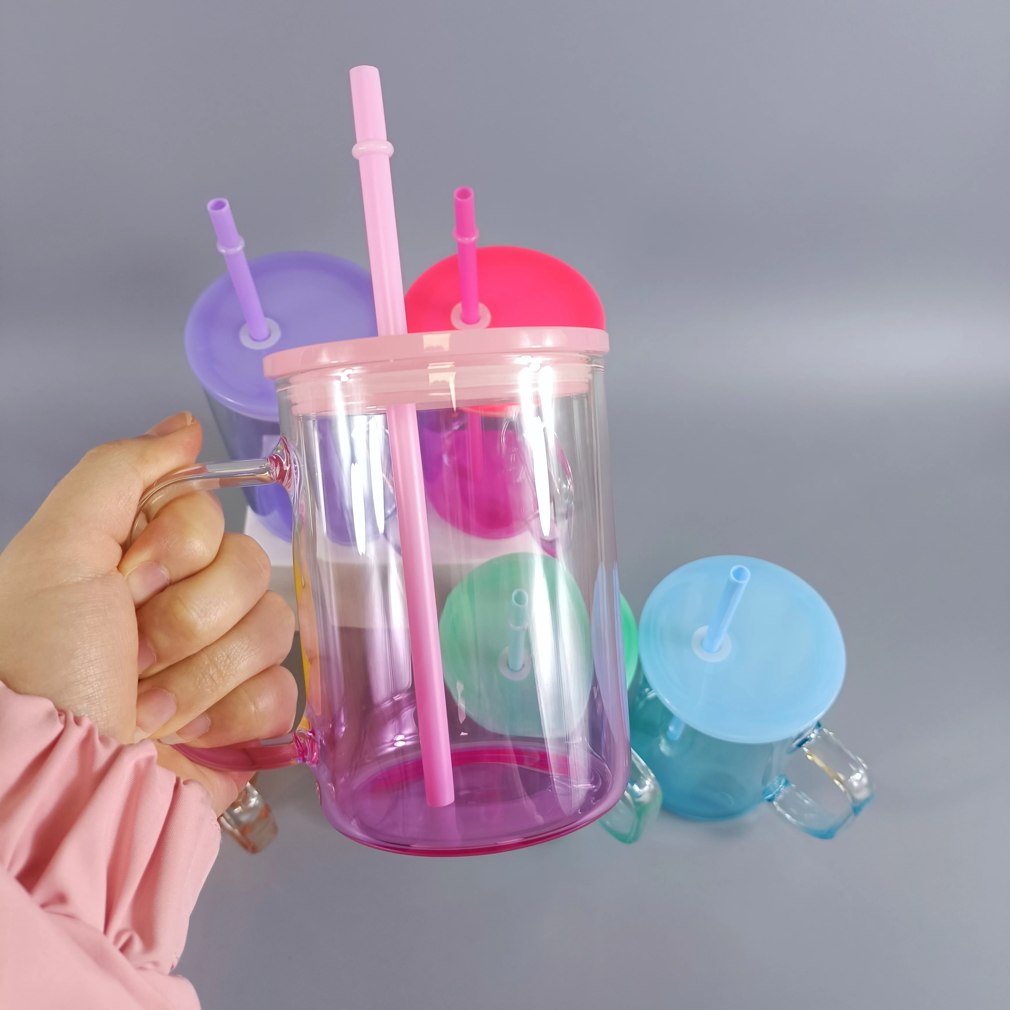 Usa Warehouse 15oz 17oz Sublimation Colored Candy Clear Jelly Glass ...