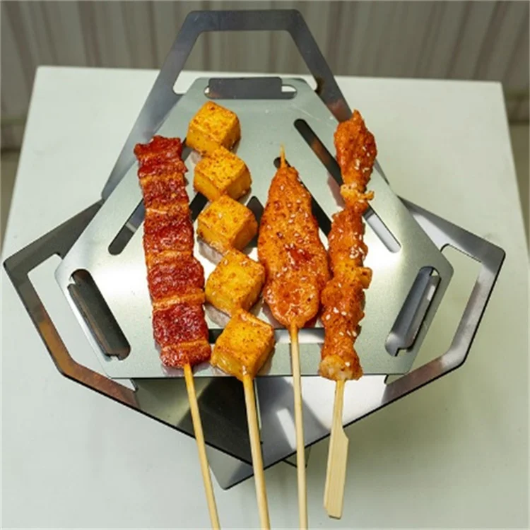 Barbeque Charcoal Grill Stainless Steel Pyramid Folding Fire Grill ...