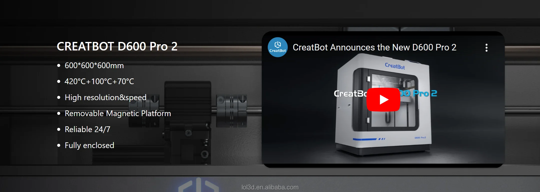 Creatbot Ready to Ship D600 Pro 2 High Temperature Big Print Size 600* ...