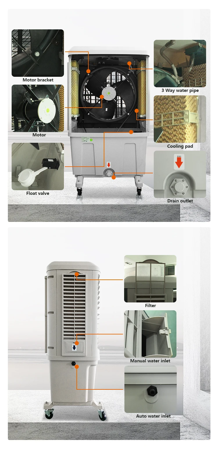 Easy Moving Mobile Commercial Portable Evaporative air Cooler Fan for ...