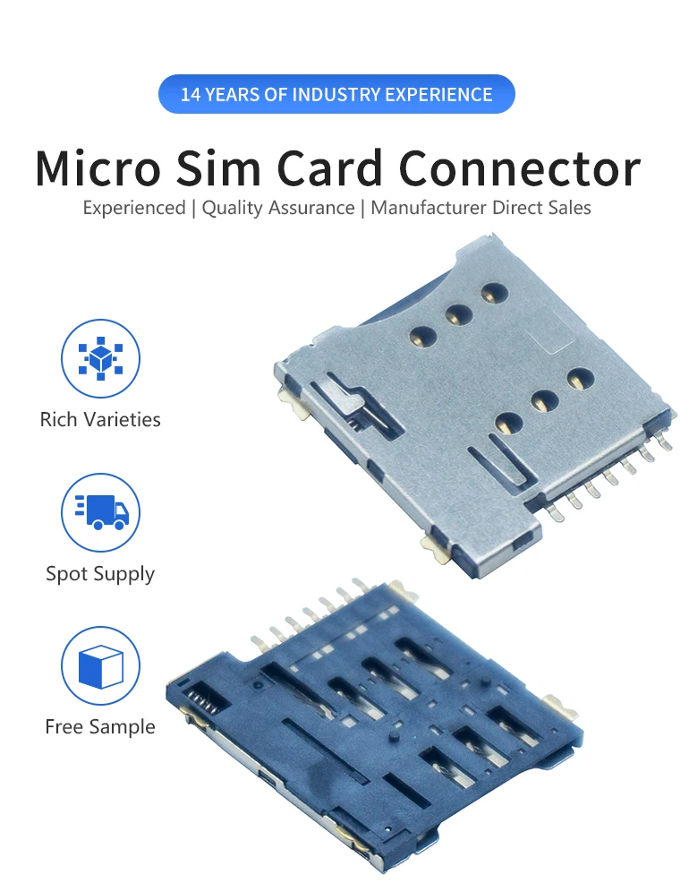 6 + 1针smd Smt推动式超薄微型sim卡连接器 - Buy Micro Sim卡/micro Sim卡连接器6 + 1pin ...