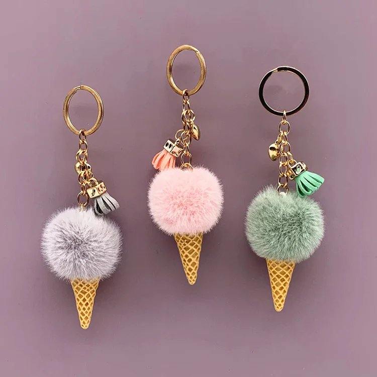 Ice Cream Keychain - Cute Bag Cartoon Plush Pendant