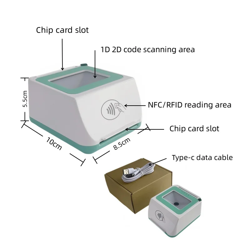 F600 1D 2D QR Code Scanner - Dual IC NFC RFID Smart Card Reader for ...