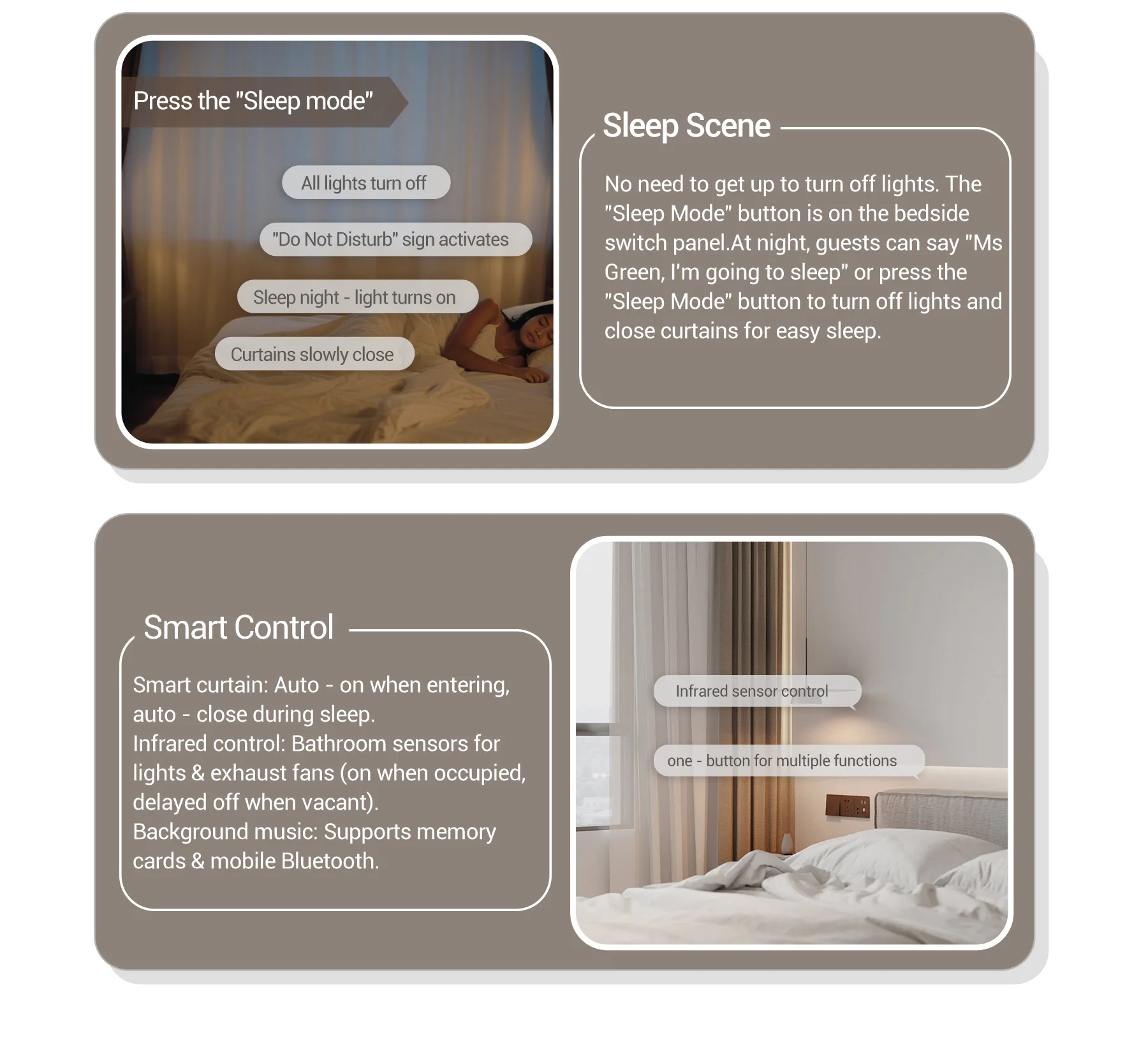 Smart Hotel Guest Room Control System Retro Style Wireless Automation System with Sockets up ...