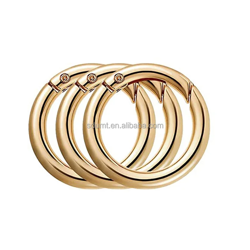 Round Shape Metal Spring Hook Custom Metal Silver Split Ring Keychain ...