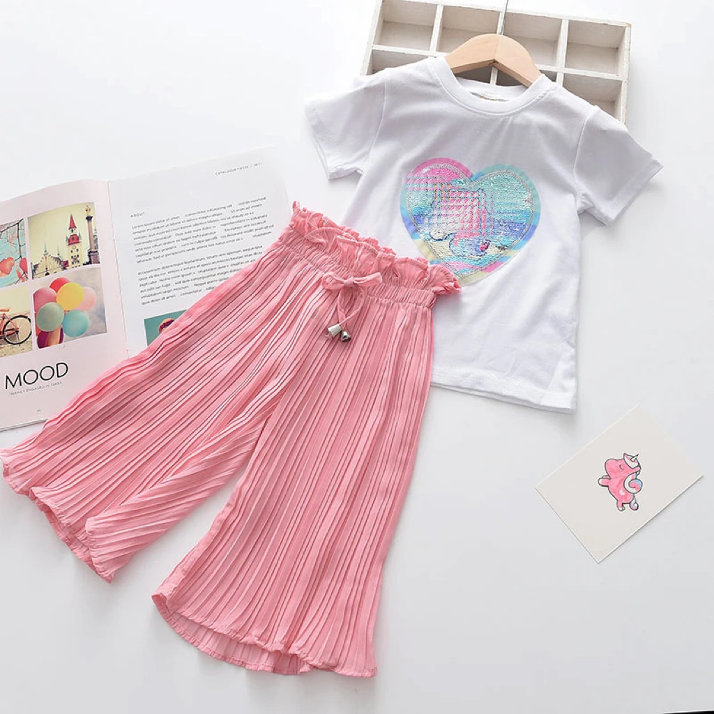 Girls Short Sleeved Chiffon Pantsuit Beautiful And Comfortable Girl ...