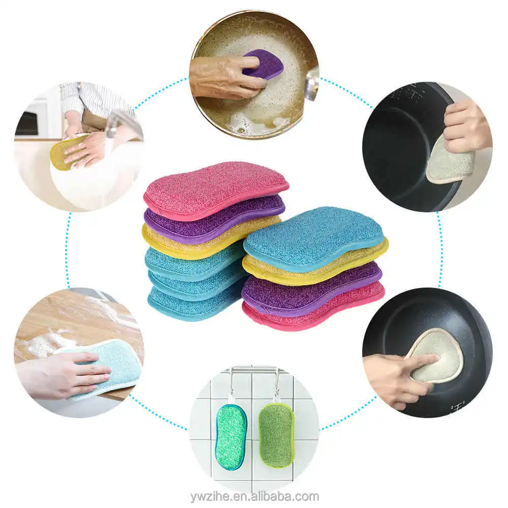 Scrubber Kitchen Home Cleaning Pot Pan Dish Washer Sponge 5/10PCS ...