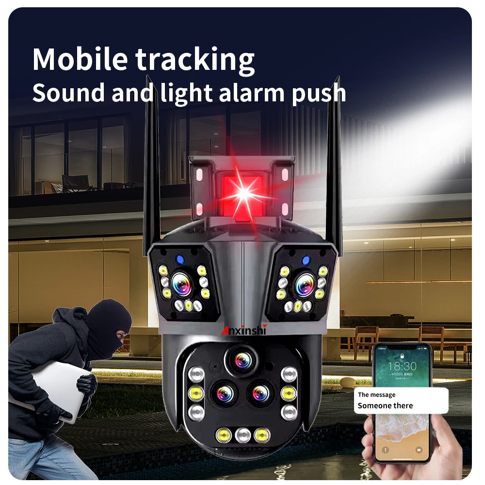 Anxinshi 20MP Wifi PTZ Camera - 5 Lens, 20X Zoom, Night Vision