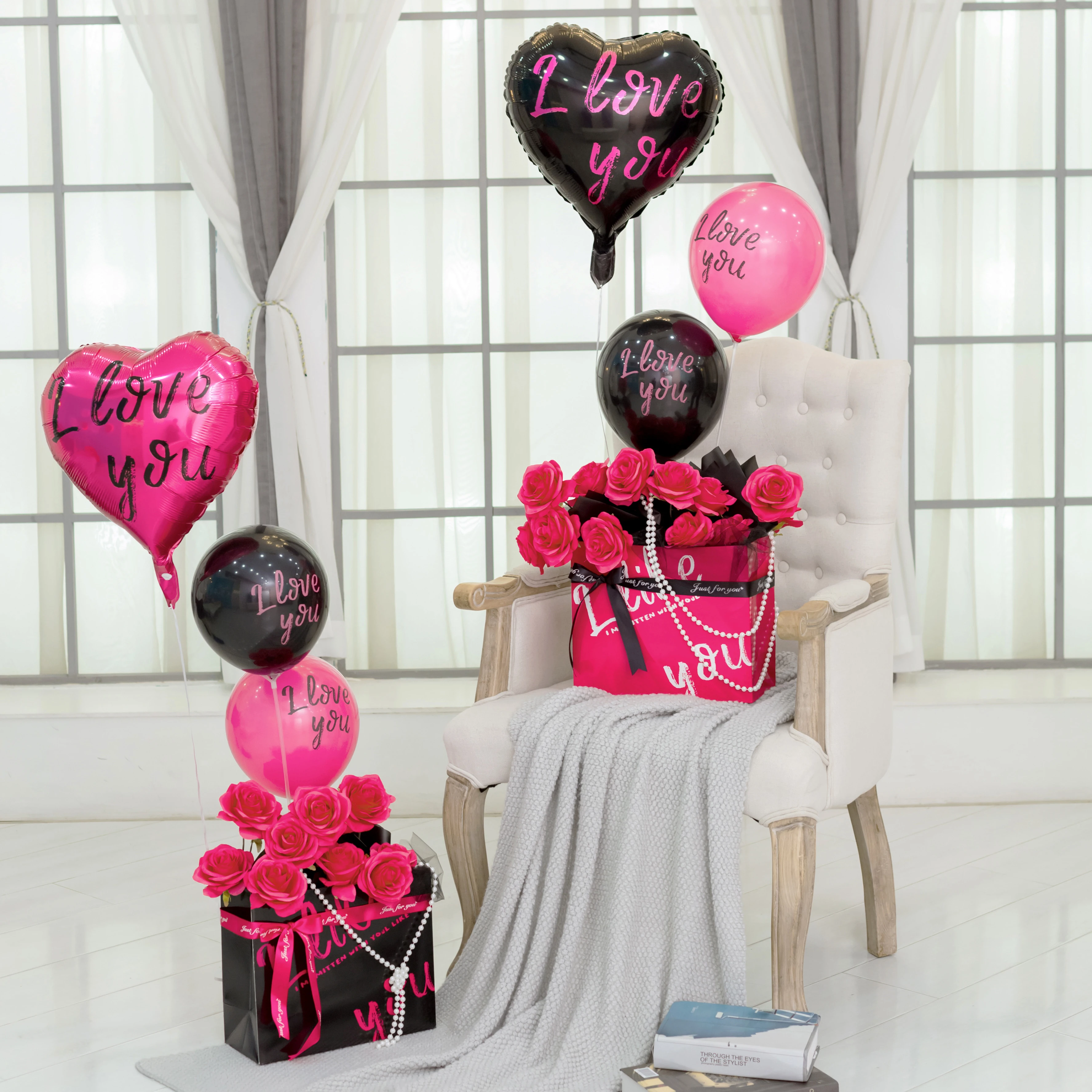 New Party Decorations Balloon Flower Bouquet Basket Diy Gift Artificial ...