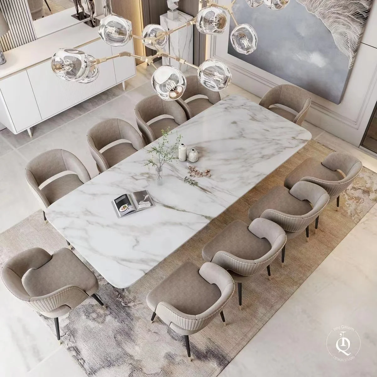 Luxury Modern Marble Restaurant Table Simple Rectangular Marble Top ...