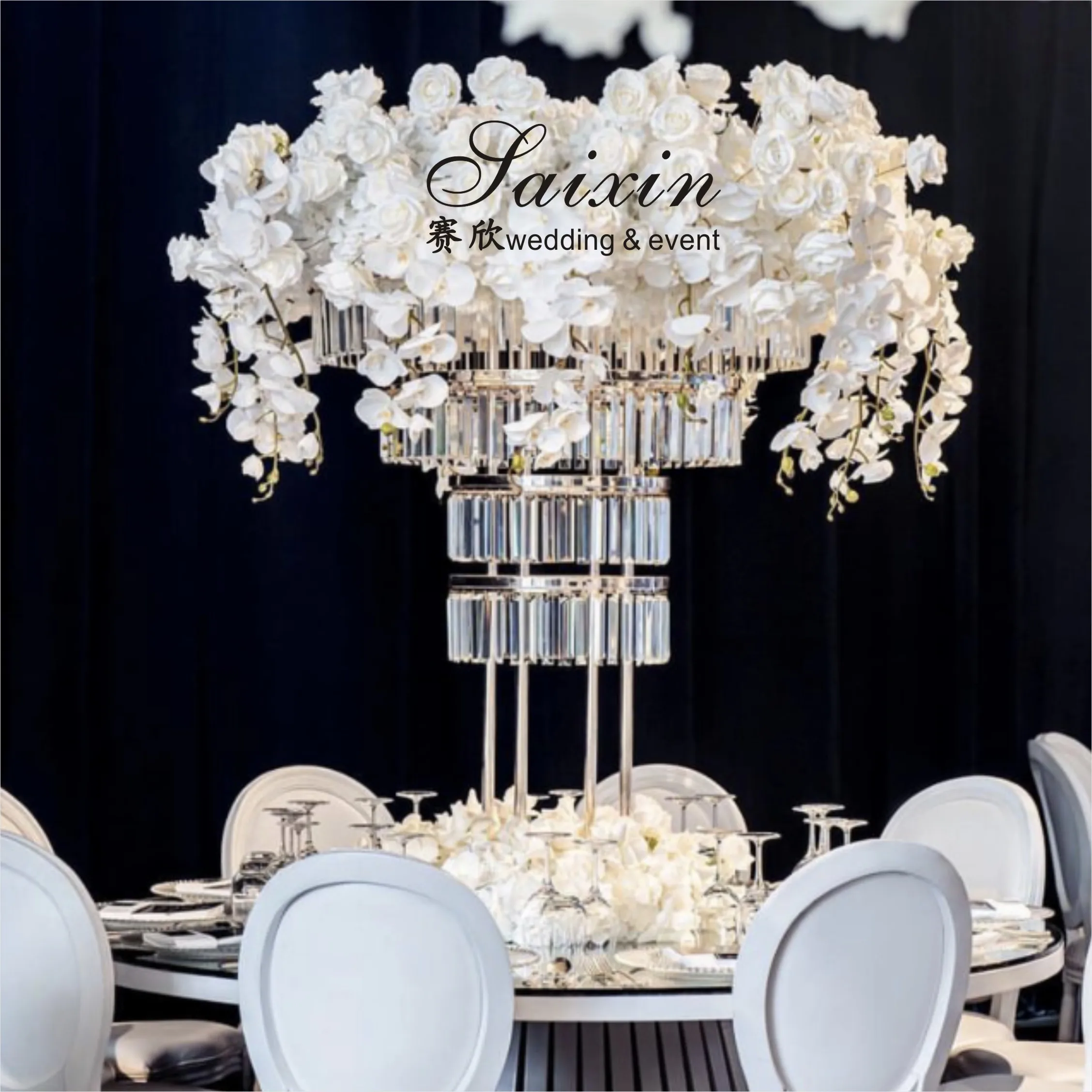 Elevate Your Wedding Decor with Tall Gold Crystal Centerpieces