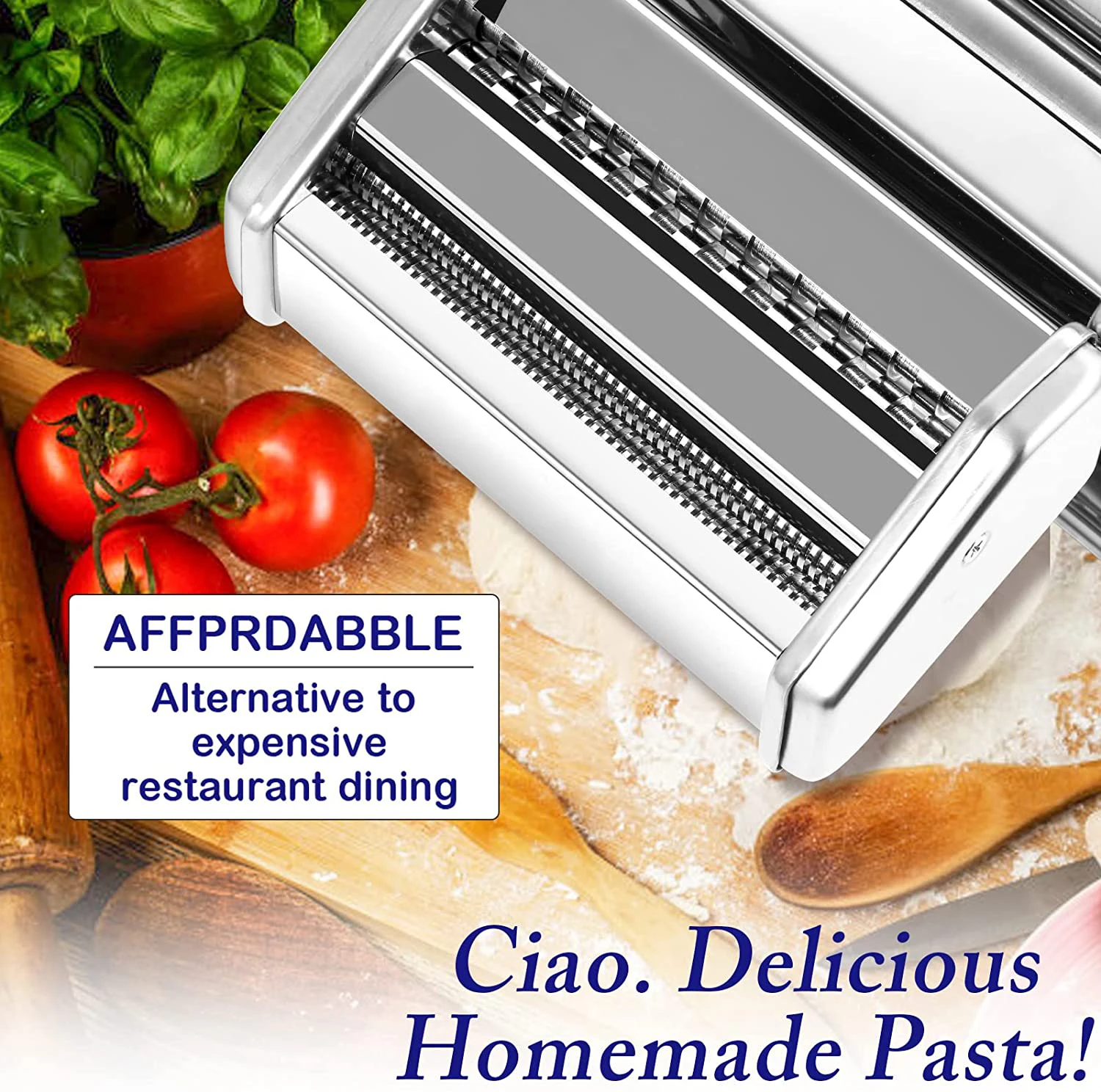 Efficient Pasta Maker - Manual Noodle Machine with Steel