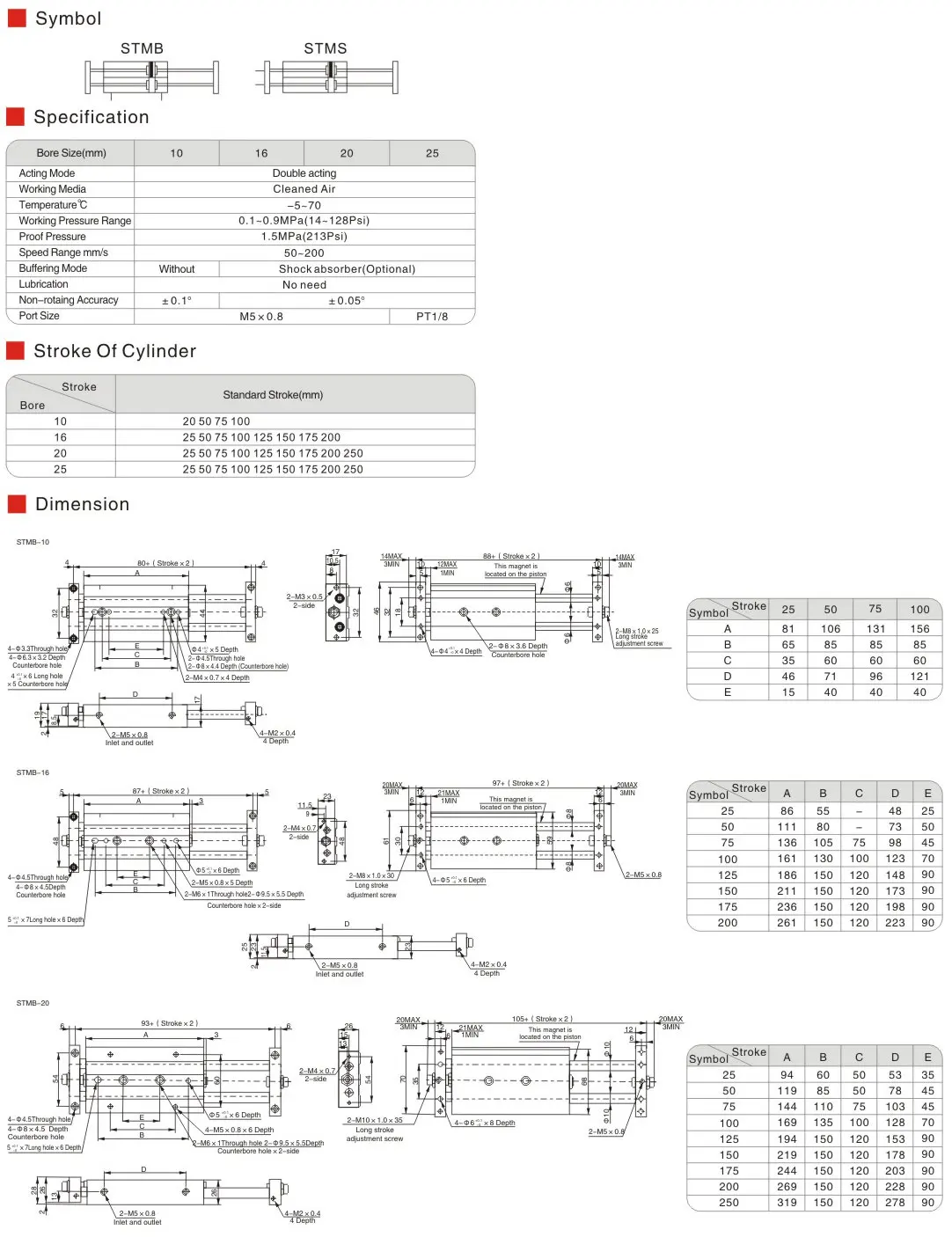 Stmb Series Double Acting Pneumatic Cylinders Slide Bearing Cylinder ...