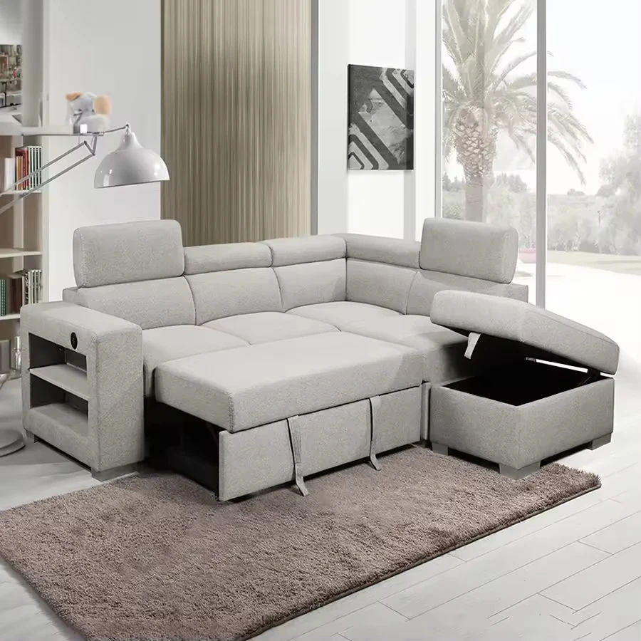 Multi-functional Tufted Back Modular Sofa Bed with Storage