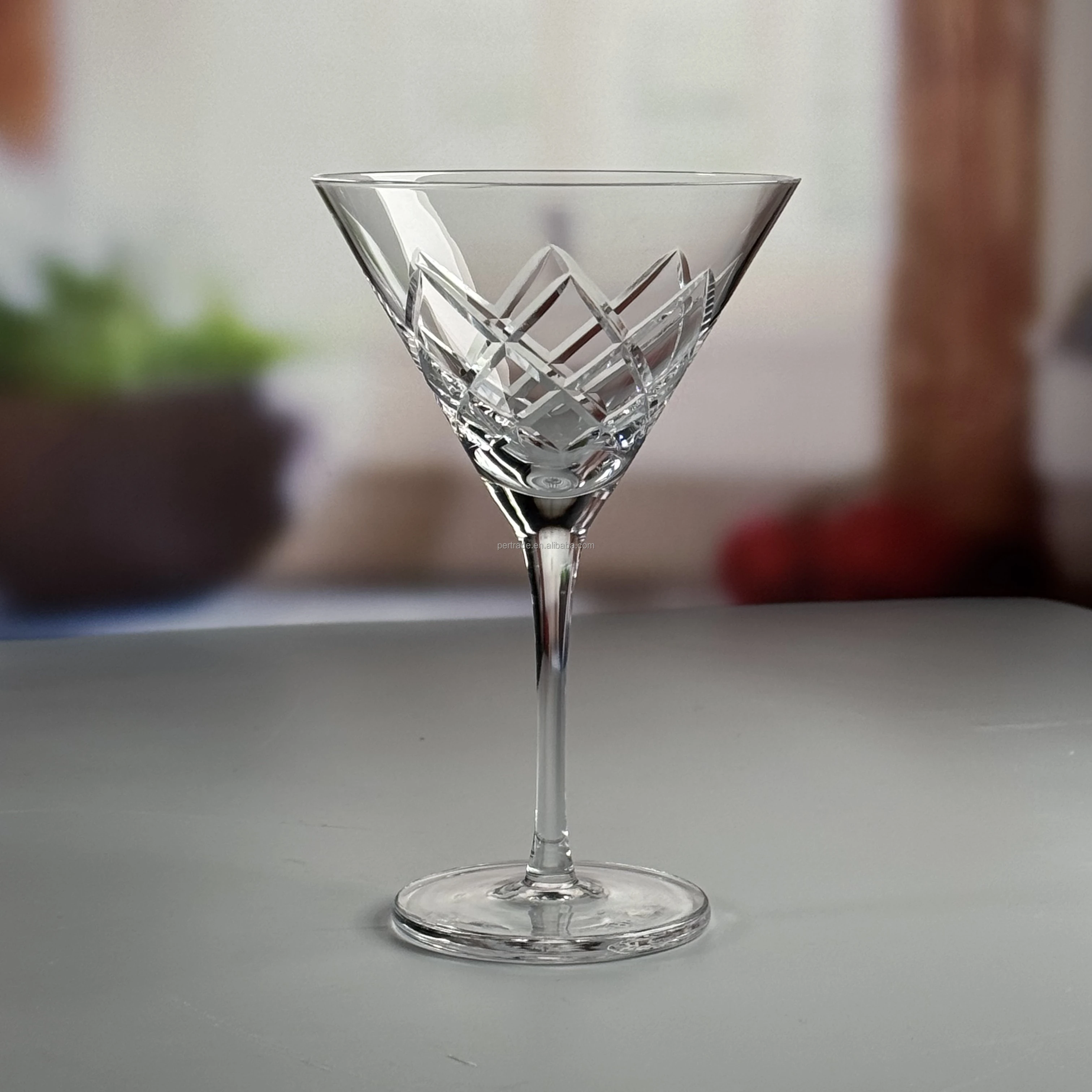 Lead Free Etched Crystal Cut Martini Glasses Hand Cut Modern Luxury ...