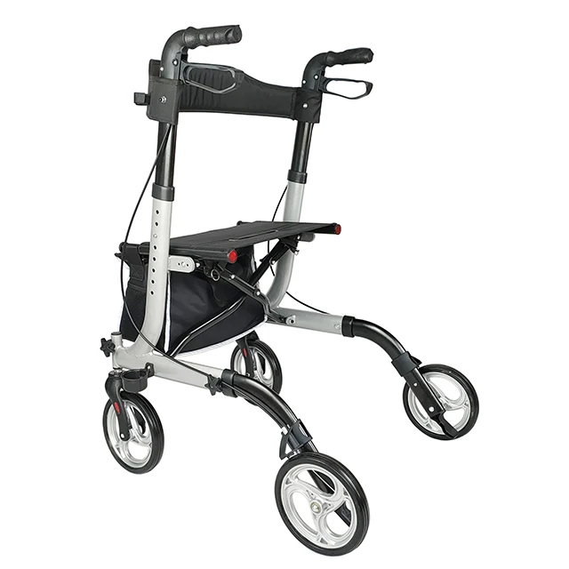 Folding Rollator Walker with 8" Wheels - Supports 350 Lbs