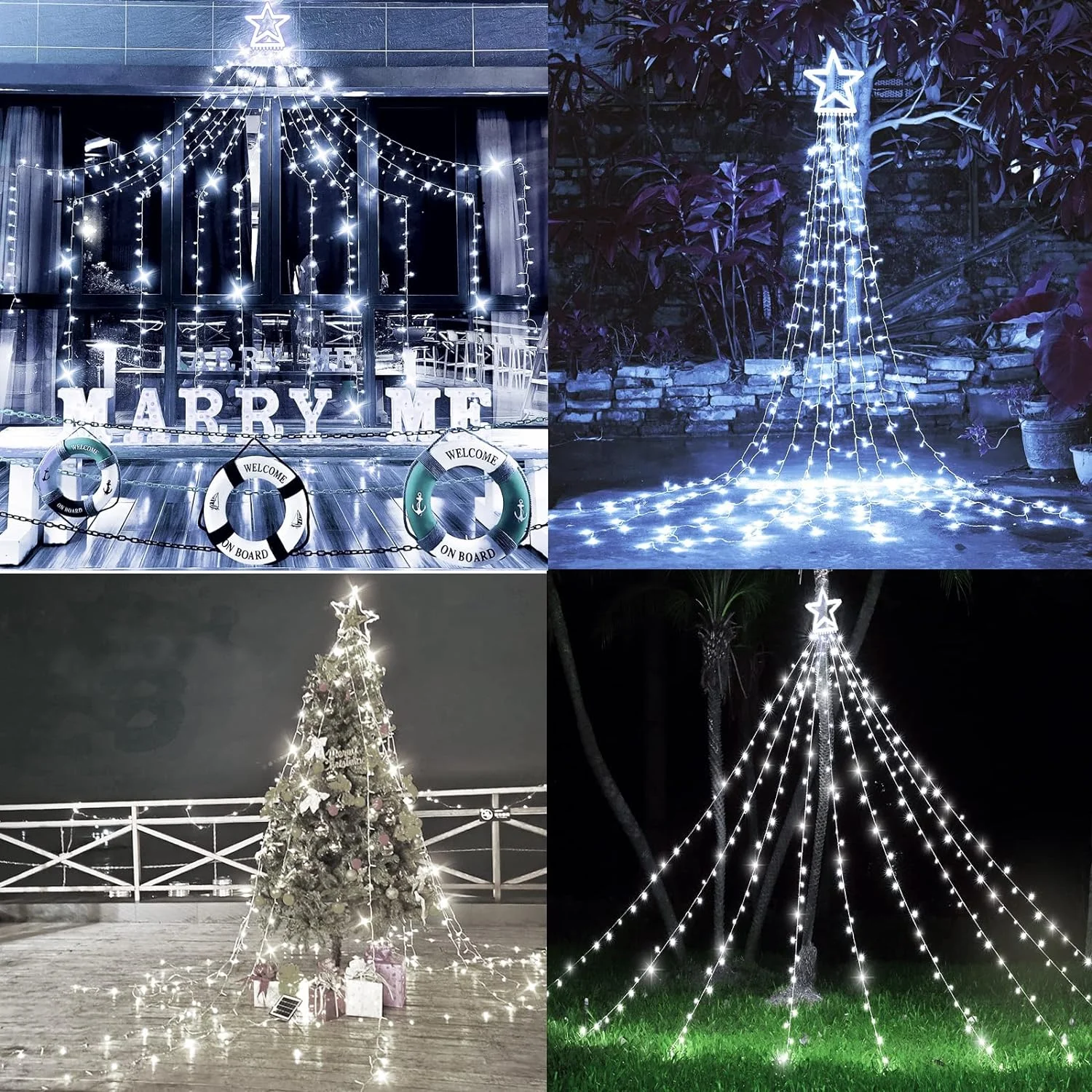 11.48ft 350 Led Waterfall Tree Lights With 8 Modes,New Year Holiday ...