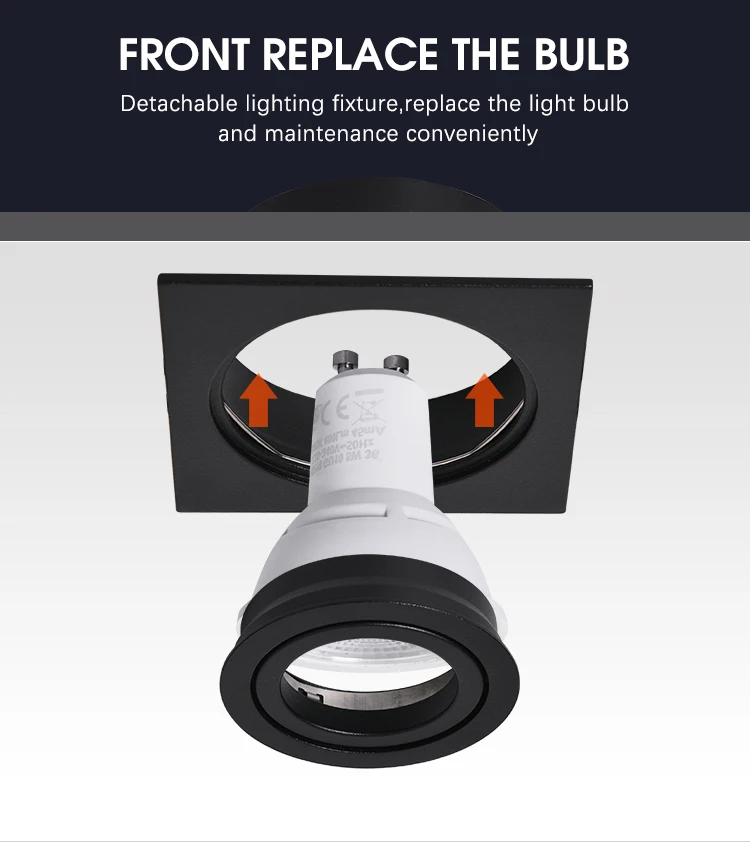 Aluminum GU10 5w 7w Ceiling Light Recessed Mounted Adjustable Recessed square Led Downlight ...