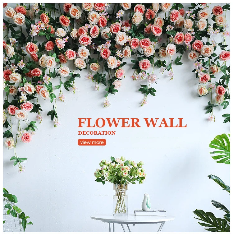 Simulated Flower Wall Restaurant Coffee Shop Decoration Photo Wall Pink ...