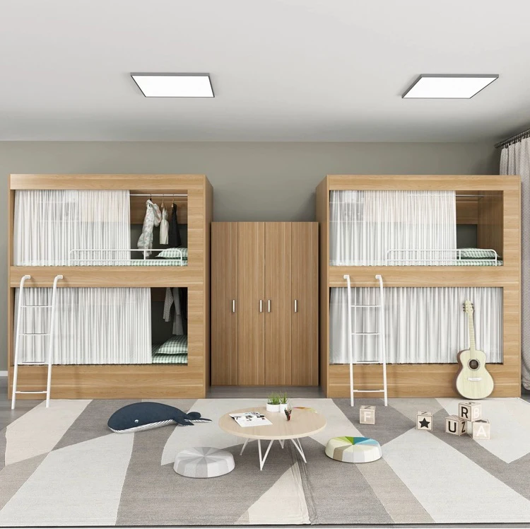 Modern Iron Capsule Bunk Bed Double Decker Space Bunk Bed With Curtain ...