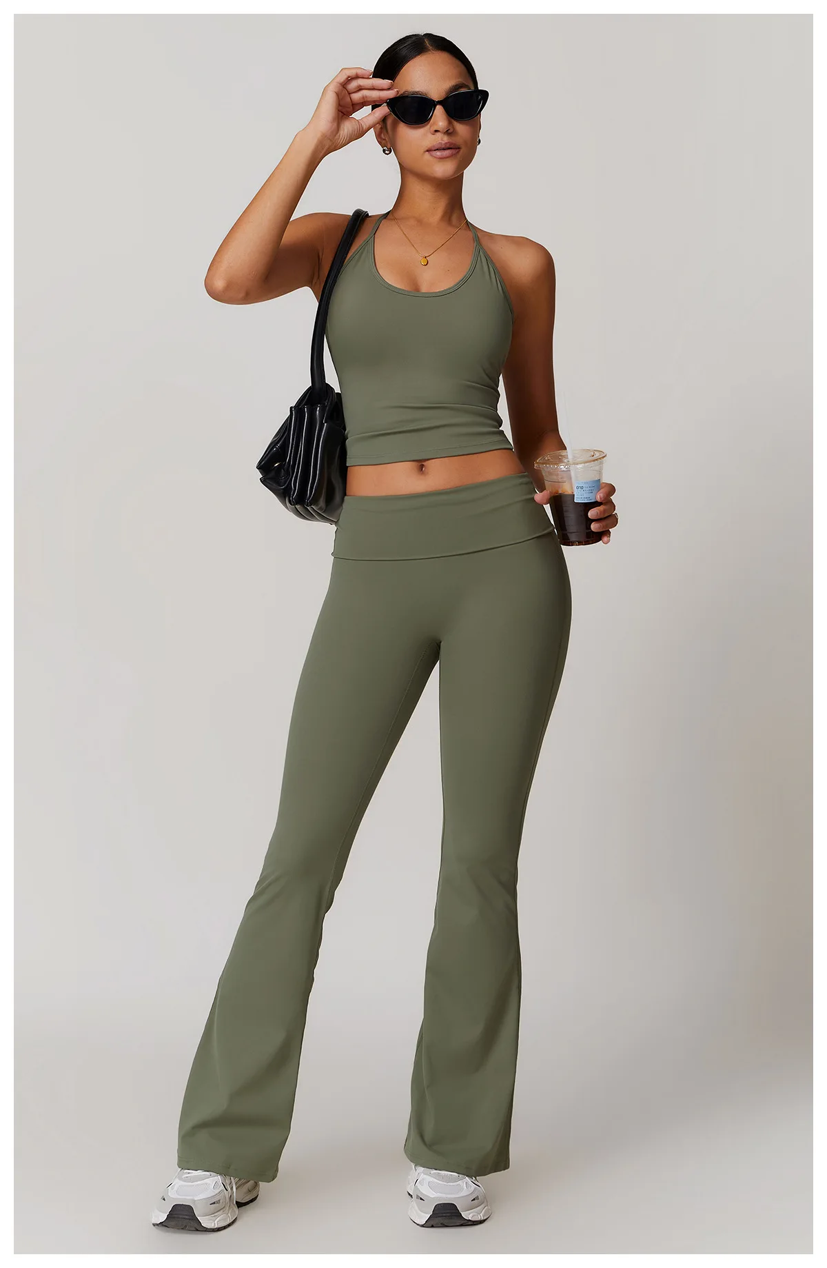 High Quality Women Open Back Backless Yoga Top Halter Sports Bra Flare ...