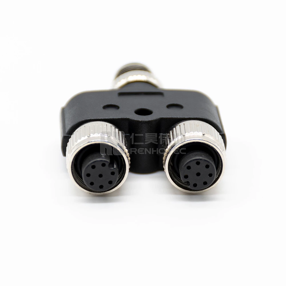 M12 Sensor Connector Y Type Adapter 8Pin Male to Two Female Splitter ...