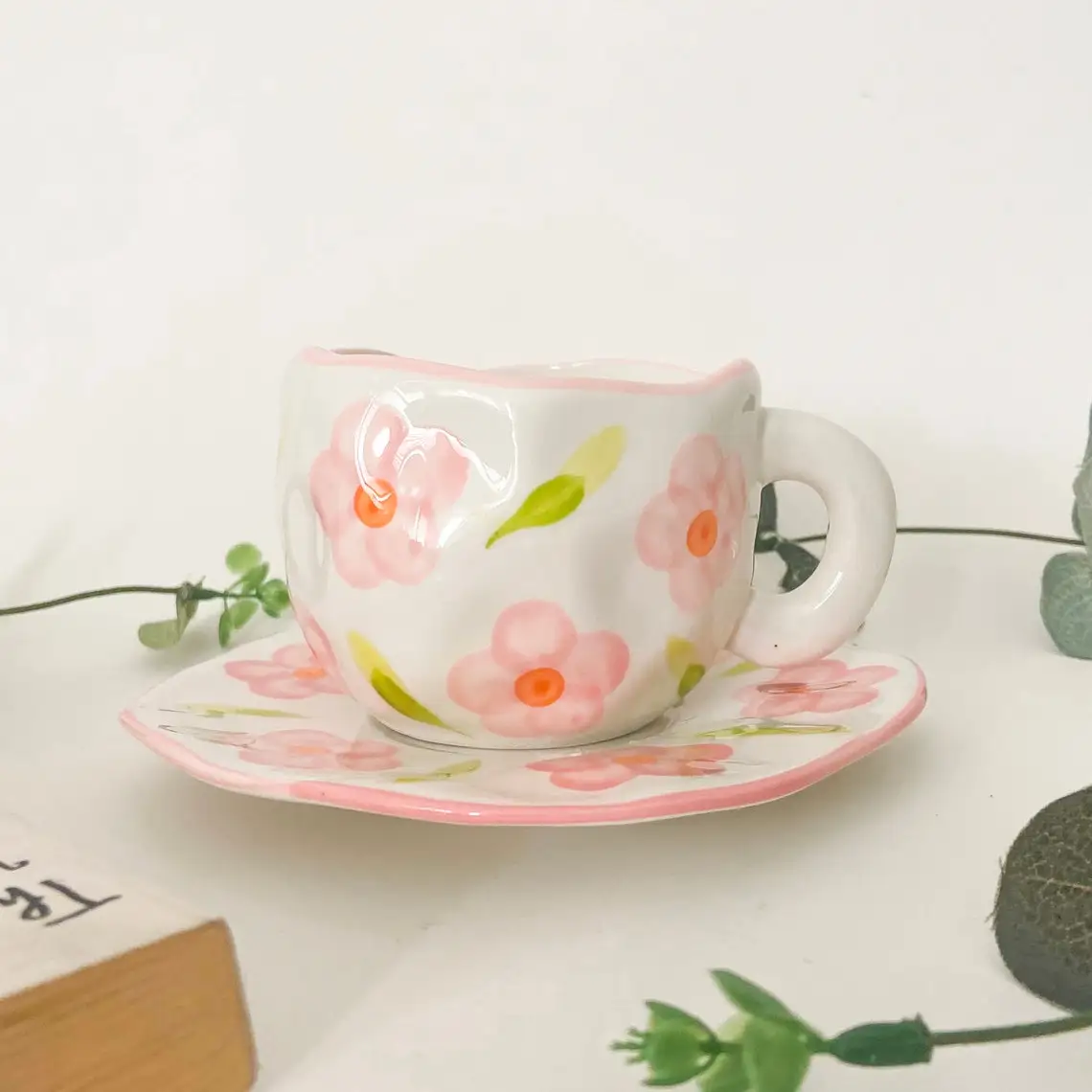 Scandi Style Hand Painted Cute Wonky Gift Set Ceramic Mugs