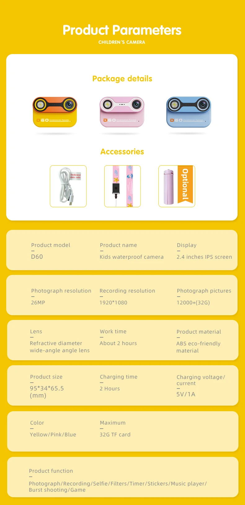 Wholesales Kids Waterproof Camera Ip68 Underwater Camera Cheap Digital ...