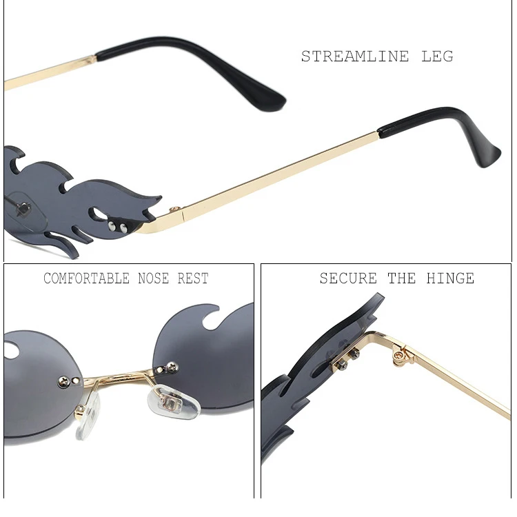 Fire Funny Party Glasses Festival Ball Eyeglasses Metal Fashion Rimless ...