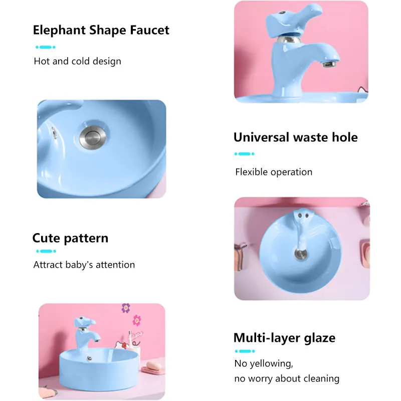 Modern Round Kindergarten Colorful Wash Basin for Kids Single-Hole ...