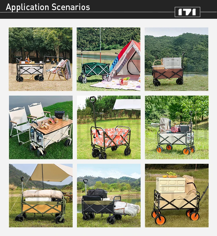 Multi-function Push Cart Folding Table Cart Folding Camping Cart For ...