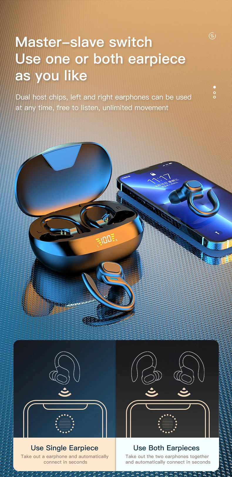 X SP16 Open-Ear TWS Earbuds Sport Headset Stereo Bass Hanging Ear ...