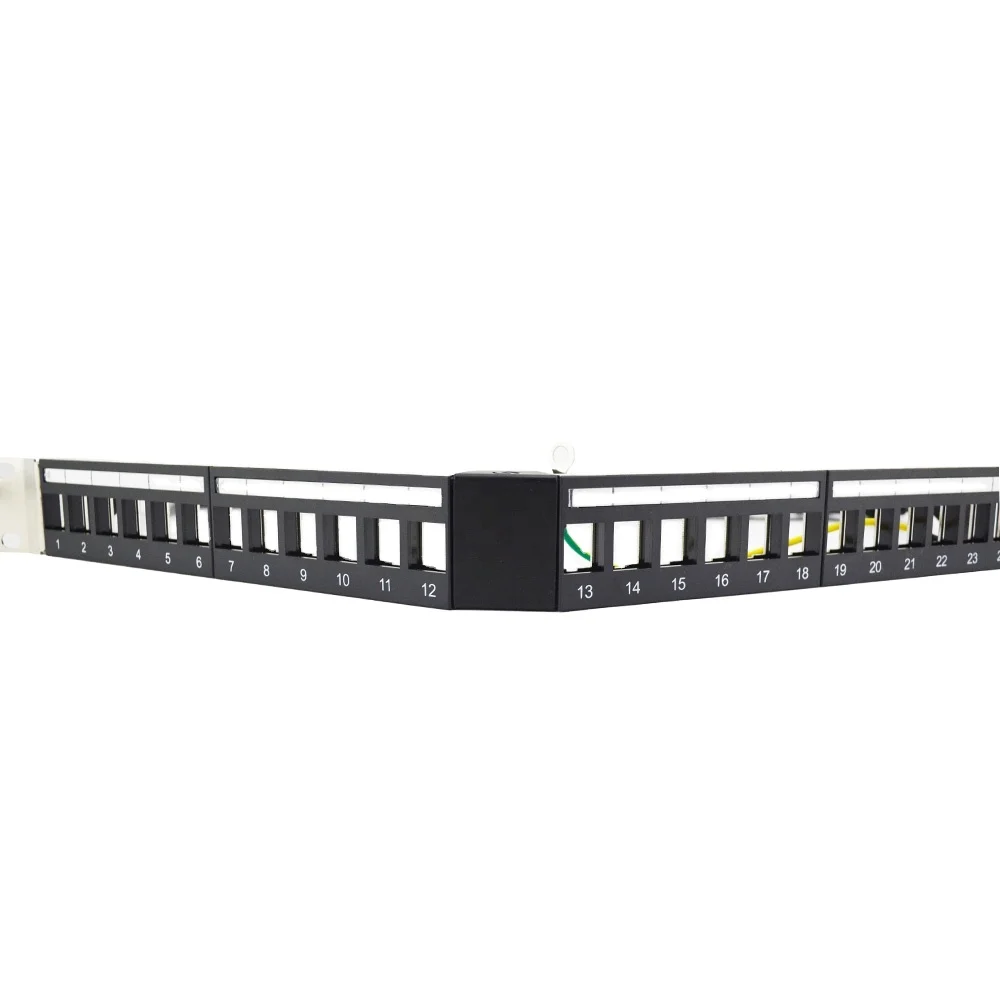 LIYUAN 1U Height 24 Ports Angle Patch Panel STP LAN Network Adapter ...