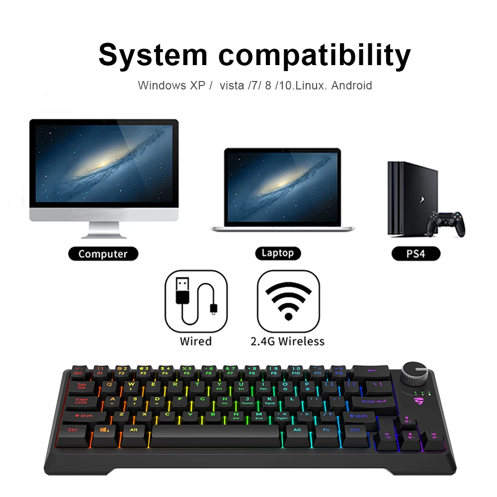 Mini Rechargeable Wireless Gaming Keyboard - Hot Style