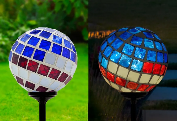 Decorative Lighting Mosaic Gazing Ball Garden Solar Stake Lights