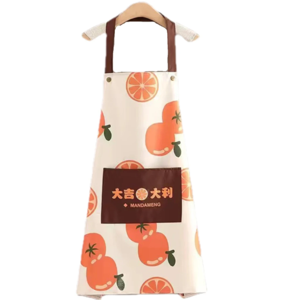 Waterproof Apron Women's Fashion Kitchen Household Erasable Hand Work ...