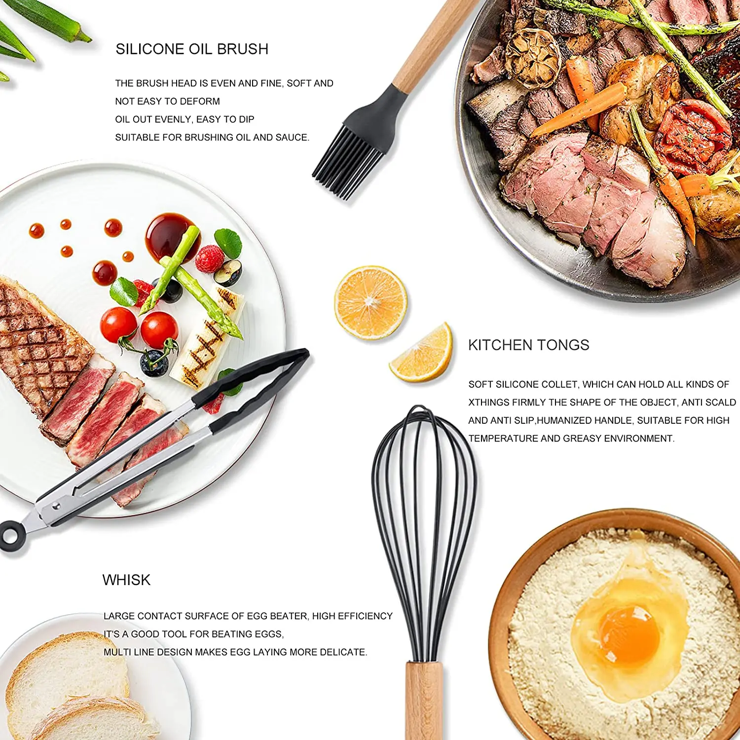 Home Kitchen Utensils Spatula Silicone Kitchen Cooking Accessories Soft ...