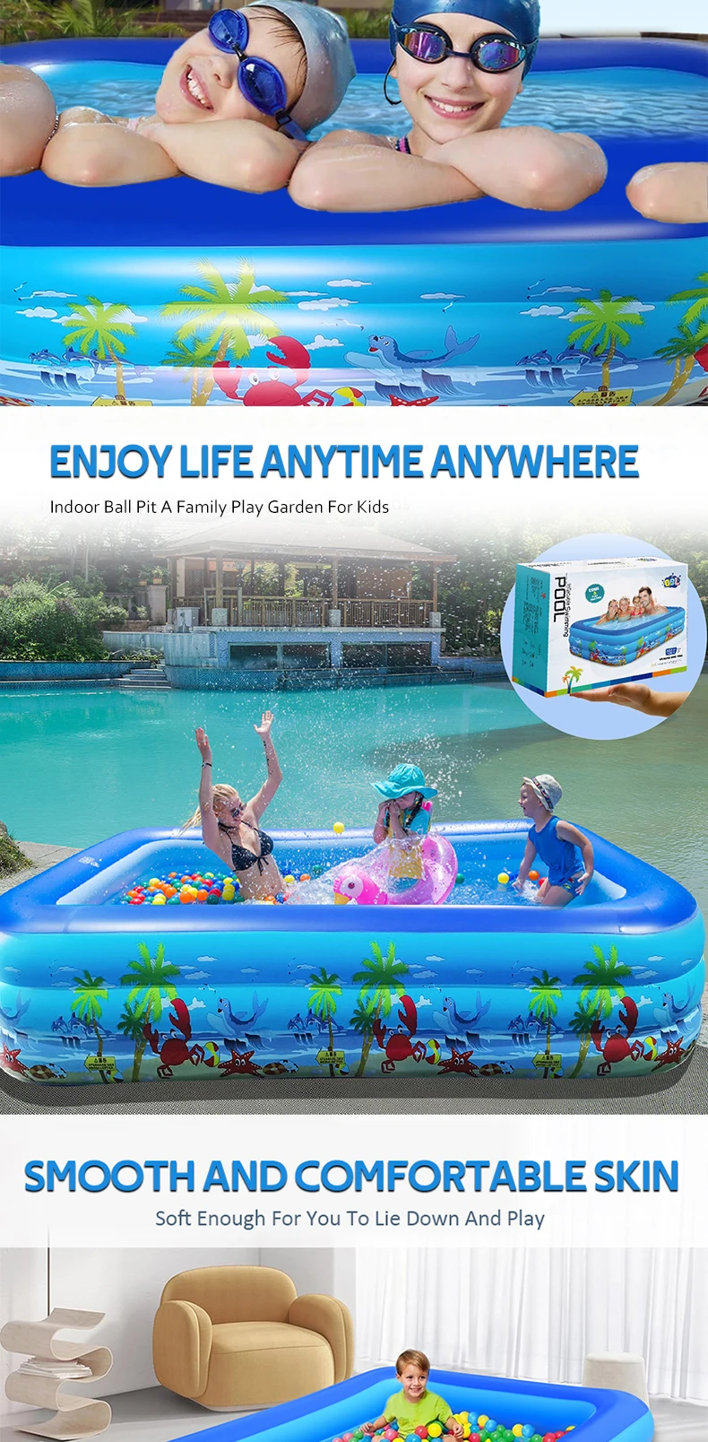 Large Kids Swimming Pool - Outdoor Inflatable Lounge Pool