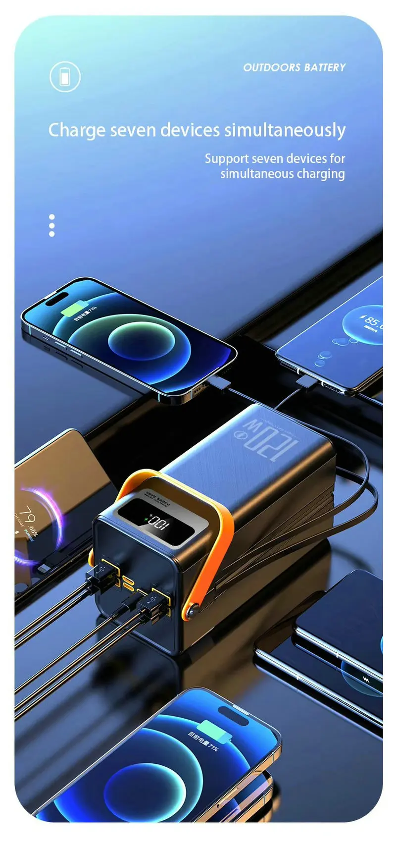 60000mAh Capacity Fast Charging Power Banks 120W Powerbank Station With ...