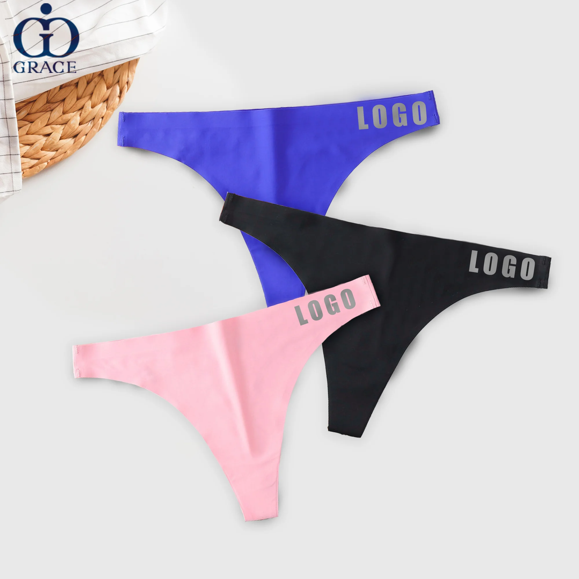 Shop Our OEM Customized Logo Designer Sexy Satin Silk Tangas