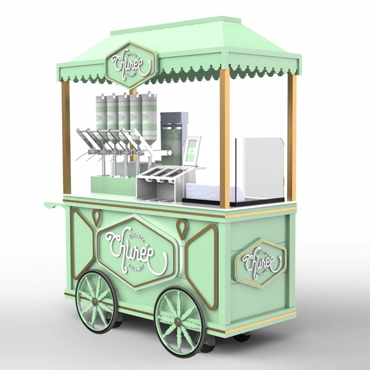 Mobile Ice Cream Push Cart with Cooler Box - High Productivity